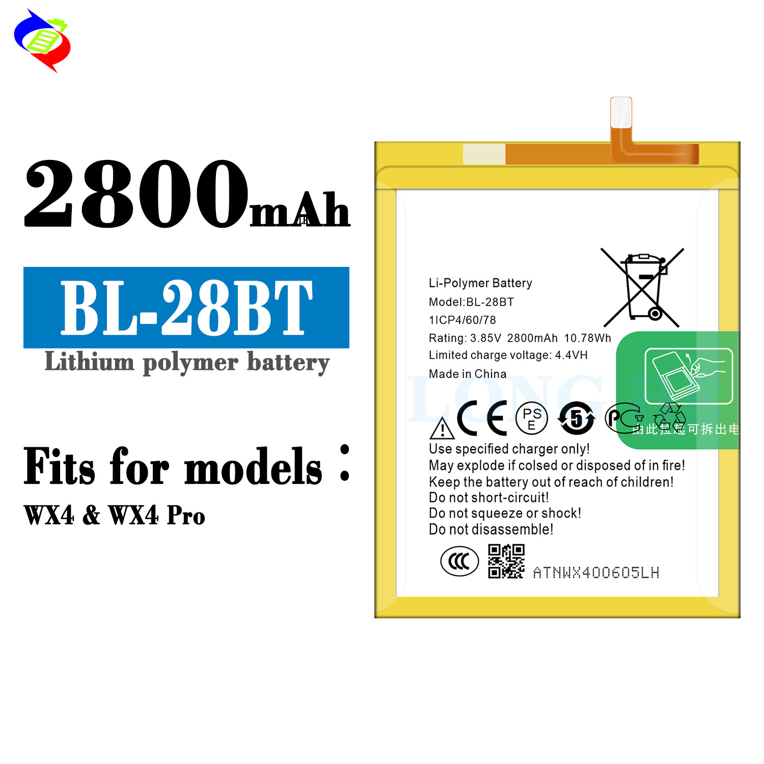 2800mAh BL-28BT WX4 Pro Mobile Phone Battery - www.longhehui.com