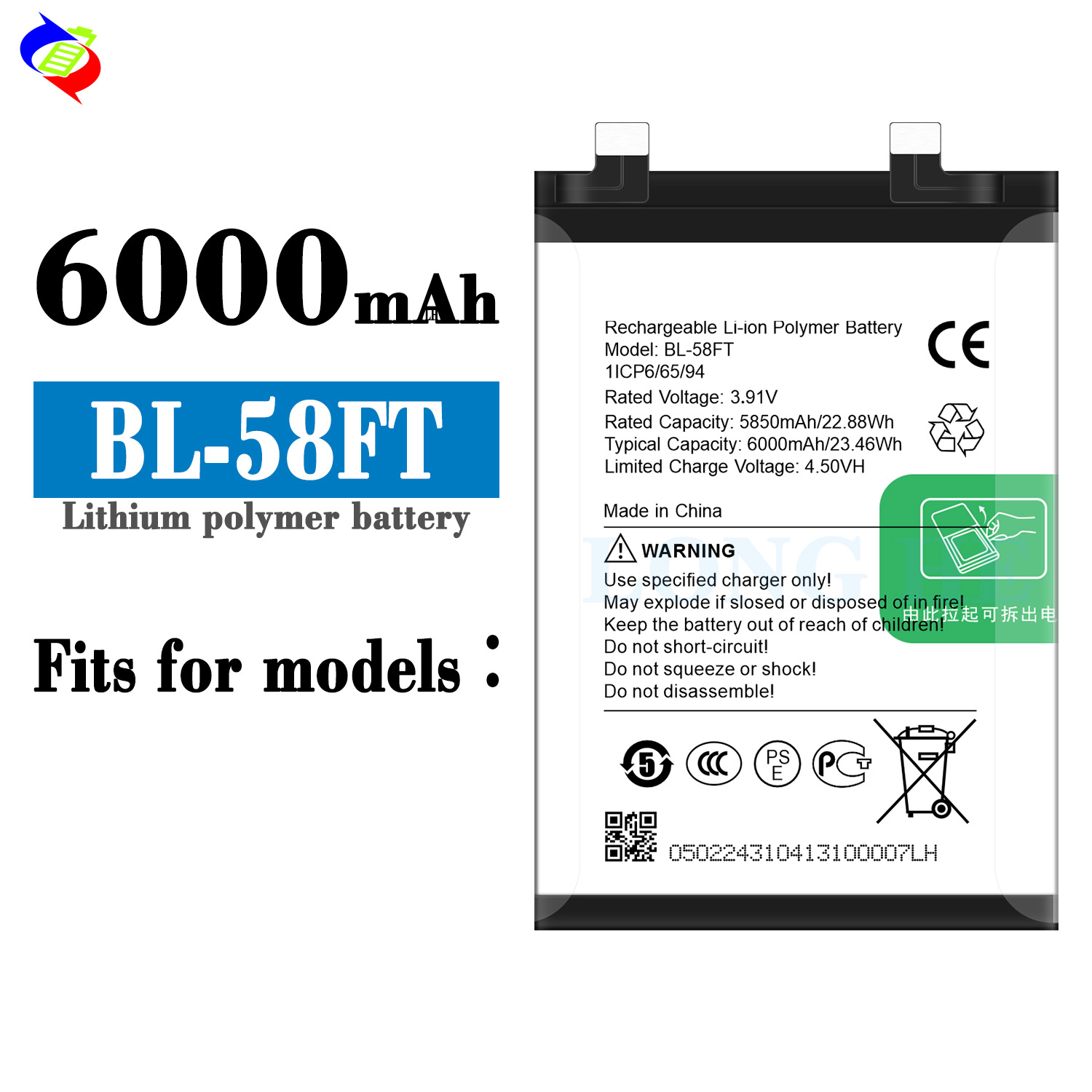 BL-58FT 3.91V 6000mAh High Quality Mobile Phone Battery For Tecno - www ...