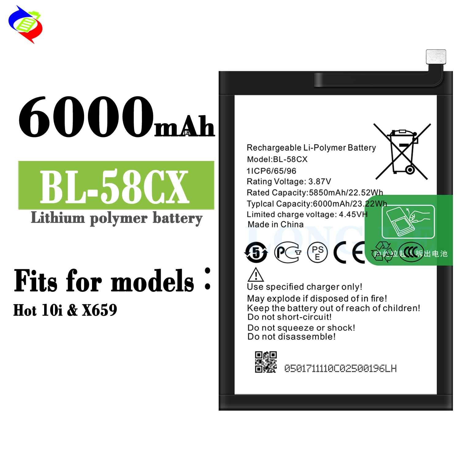6000mAh BL-58CX Battery for Infinix X659 Battery - www.longhehui.com