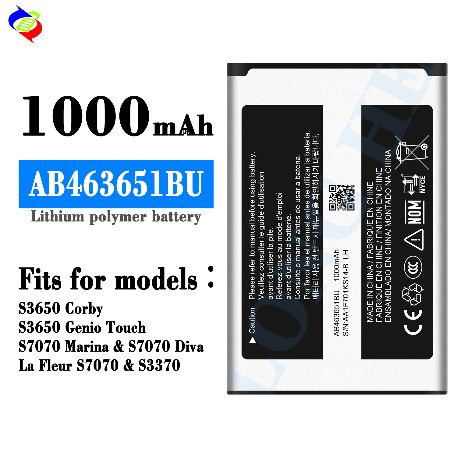 New Original 1000mAh AB463651BU Li-ion Mobile Battery for Samsung S3650 ...